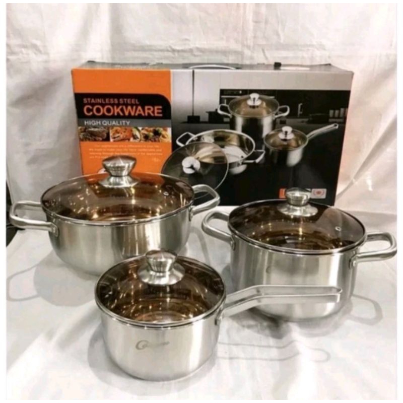 Jual PROMO PANCI SET CALYPSO COOKWARE ISI 3PCS ISI 2PCS PANCI STAINLESS ...
