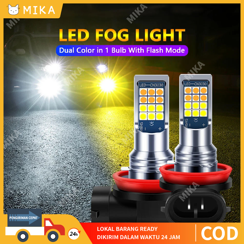 Jual 【Mika Mall】2PCS Lampu LED Putih H11 Two Color 24SMD untuk Headlight / Fog lamp Mobil Lampu ...