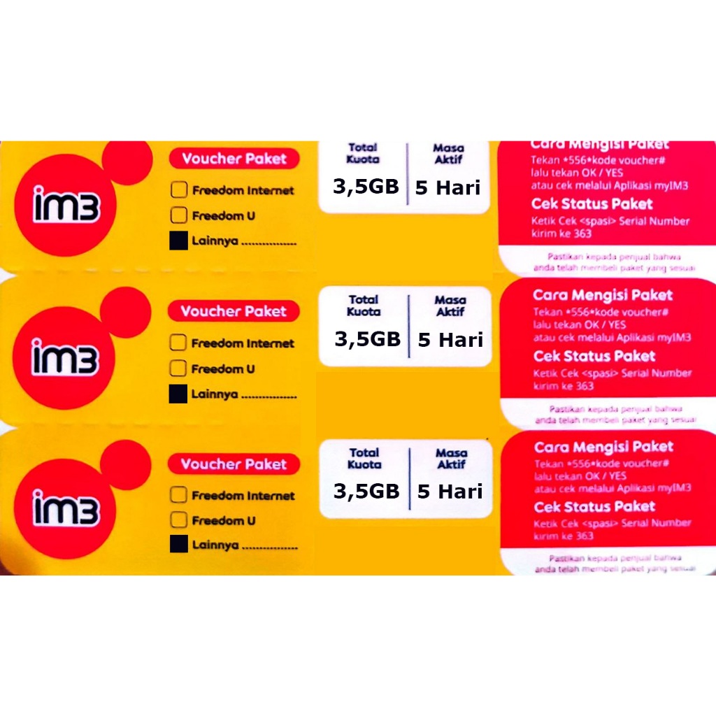 Jual VOUCHER INDOSAT 3,5 GB 5 HARI | Shopee Indonesia
