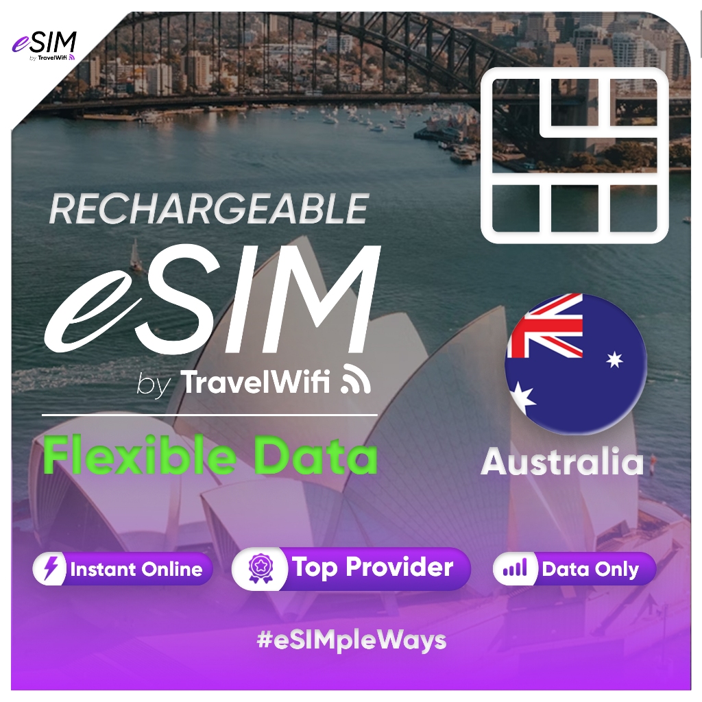 Jual RECHARGEABLE [BIGGER DATA] eSIM AUSTRALIA Flexible Data | AUSTRALIA Travel eSIM Card | eSIM ...