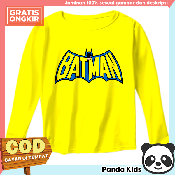 Jual Kaos Anak Laki-Laki Lengan Panjang Motif Batman Yellow 1 - 10 Tahun - Panda Kids | Shopee ...