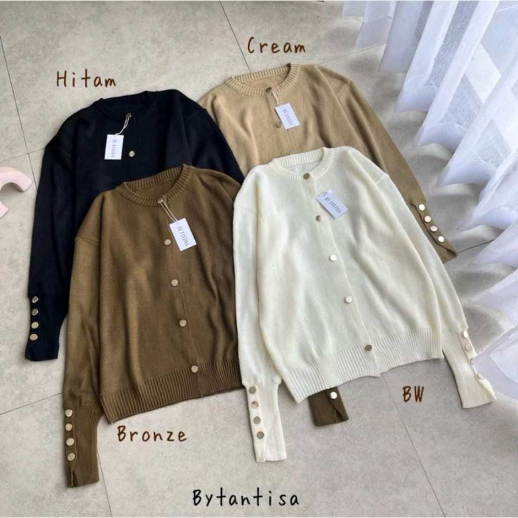 Jual Tarla Cardigan Basic Kancing Gold Tebal Premium Outer Wanita / arasan rajut wanita | Shopee ...
