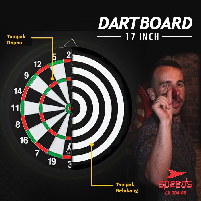 Jual KODE Y6D SPEEDS Daet Game BESAR 17 Inch Papan Dart Panahan Dinding ...