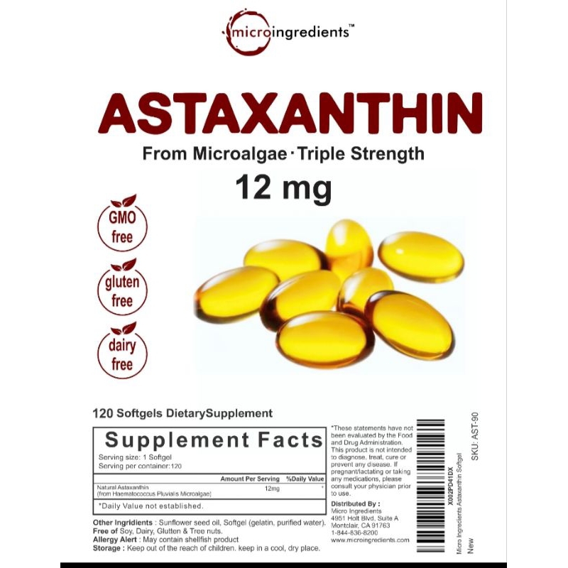 Jual Microingredients Astaxanthin 12mg Vitamin isi 120softgel Original ...