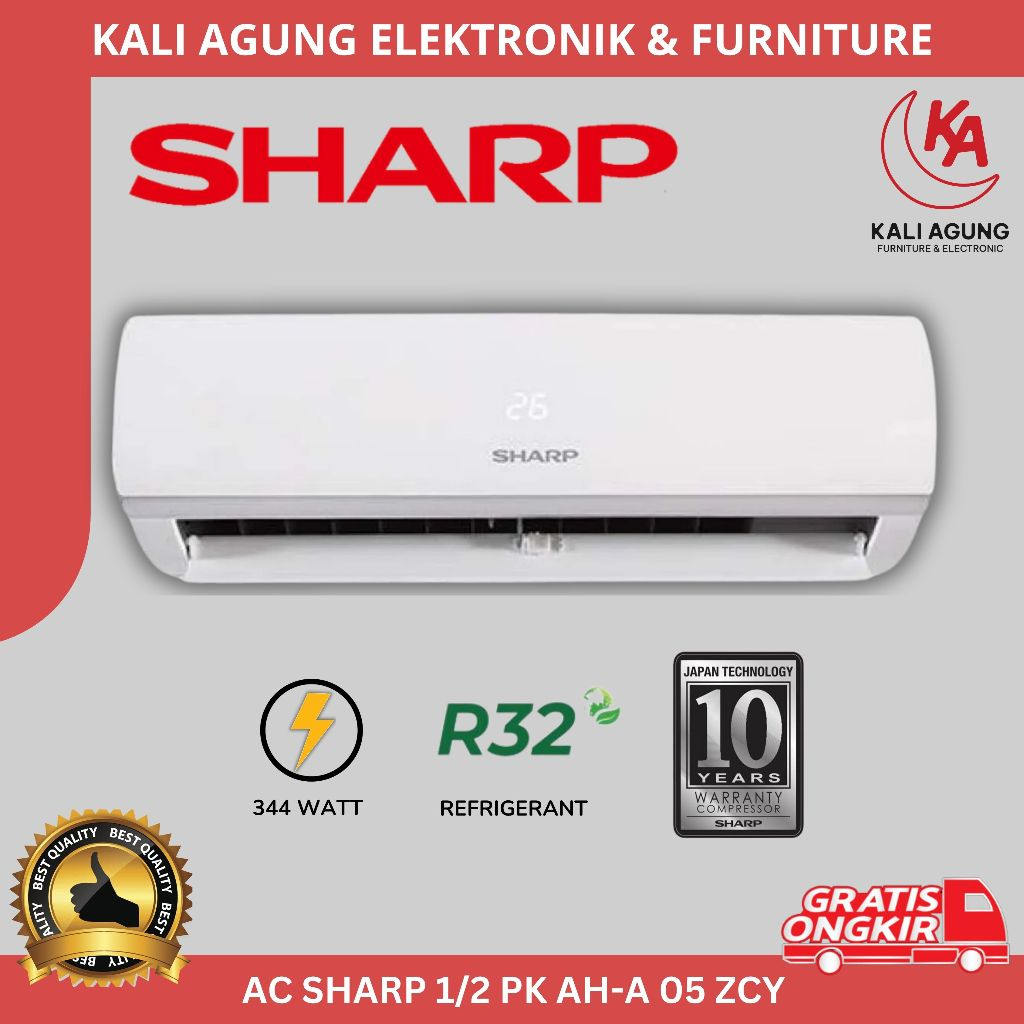 Jual AC SHARP 1/2 PK AH 05 ZCY / AC LOW WATT TURBO COOLING R32 / GRATIS PENGIRIMAN SERANG KOTA ...