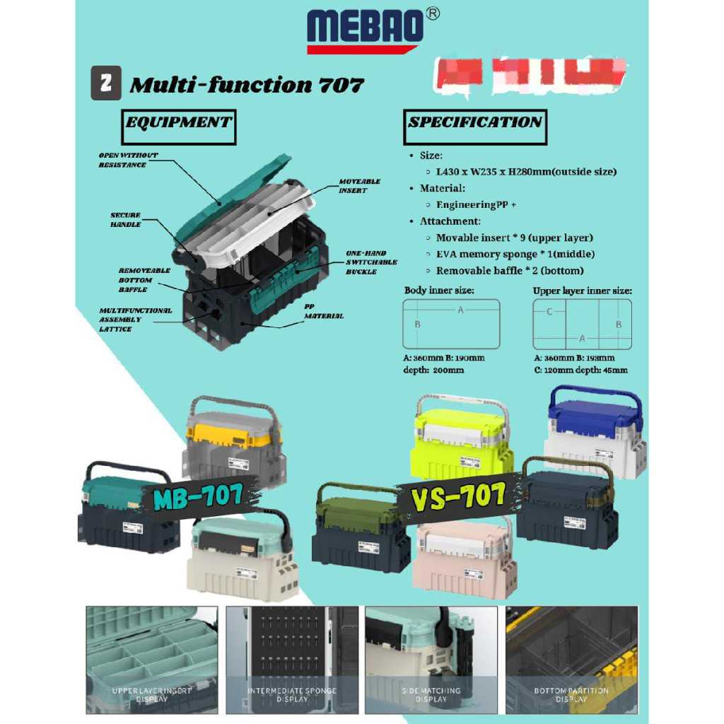 Jual Tackle Box Mebao MB/VS-700/707 - Kotak Perlengkapan Mancing ...