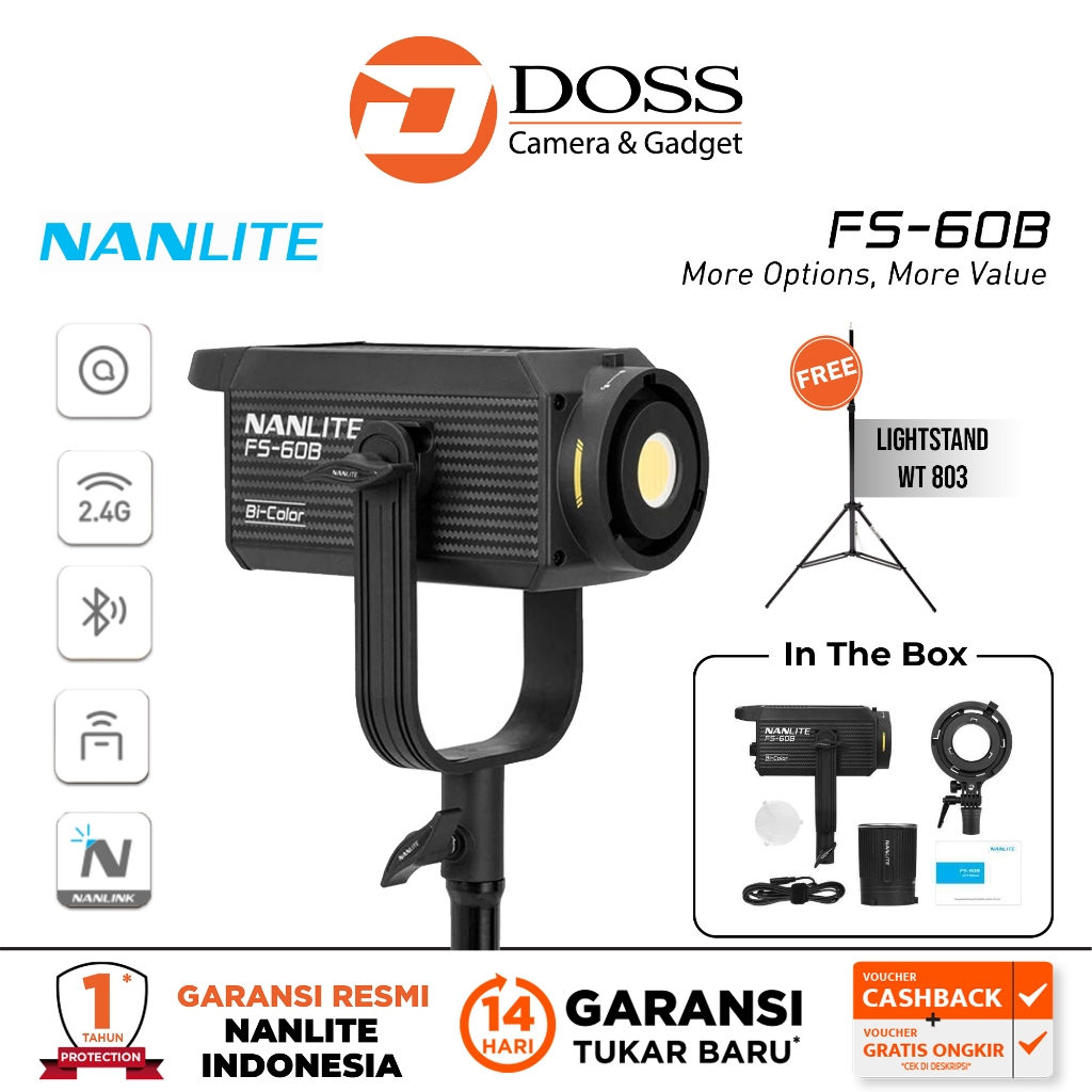 Jual Nanlite FS-60B LED Bi Color Spotlight Lighting Video FS 60 B ...
