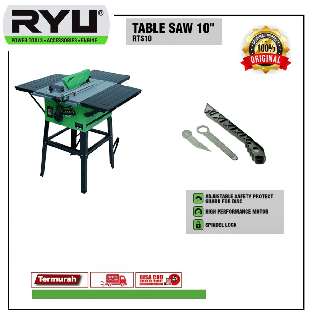 Jual Table Saw 10" RYU RTS10 / Mesin Meja Potong Gergaji Kayu 10 Inch ...