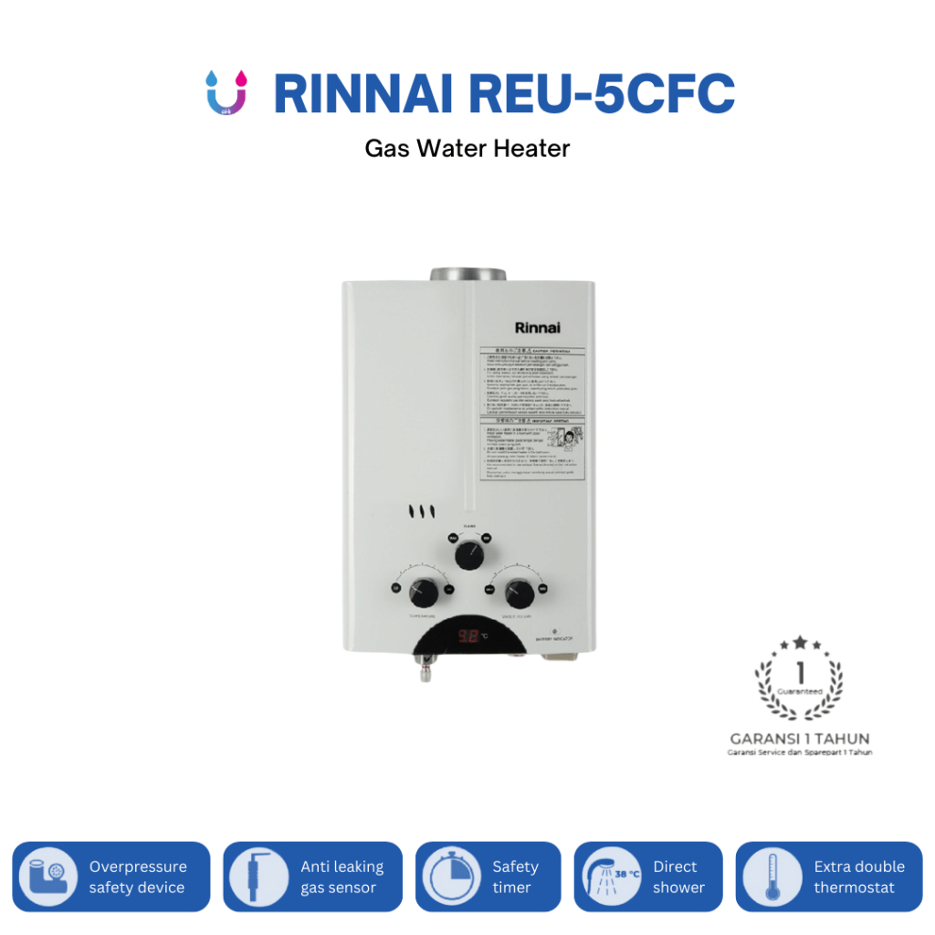 Jual Rinnai Water Heater Gas REU-5CFC Pemanas Air Kamar mandi Gas | Shopee Indonesia