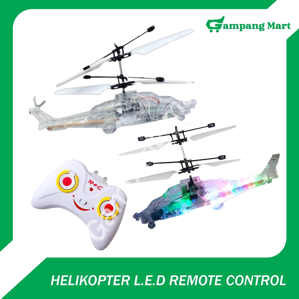 Jual Helicopter Transparan LED Mainan Helikopter Terbang sensor tangan ...