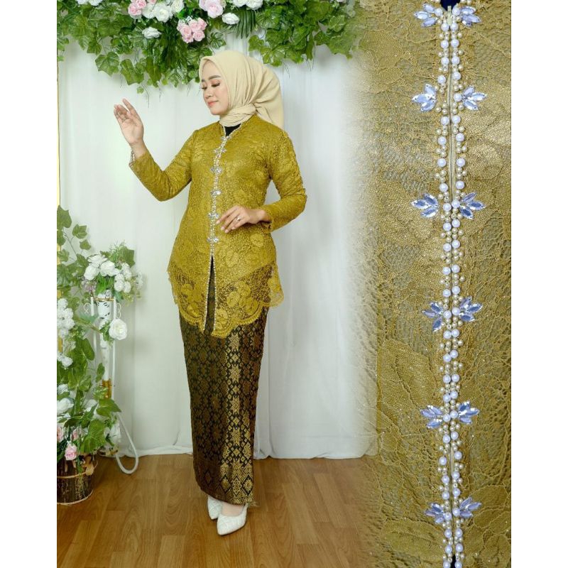Jual Set Kebaya Brokat Modern Atasan Kebaya Encim Payet Mix Rok Songket ...