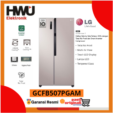 Jual LG KULKAS SIDE BY SIDE 509L REFRIGERATOR GCFB507PGAM & PQAM ...