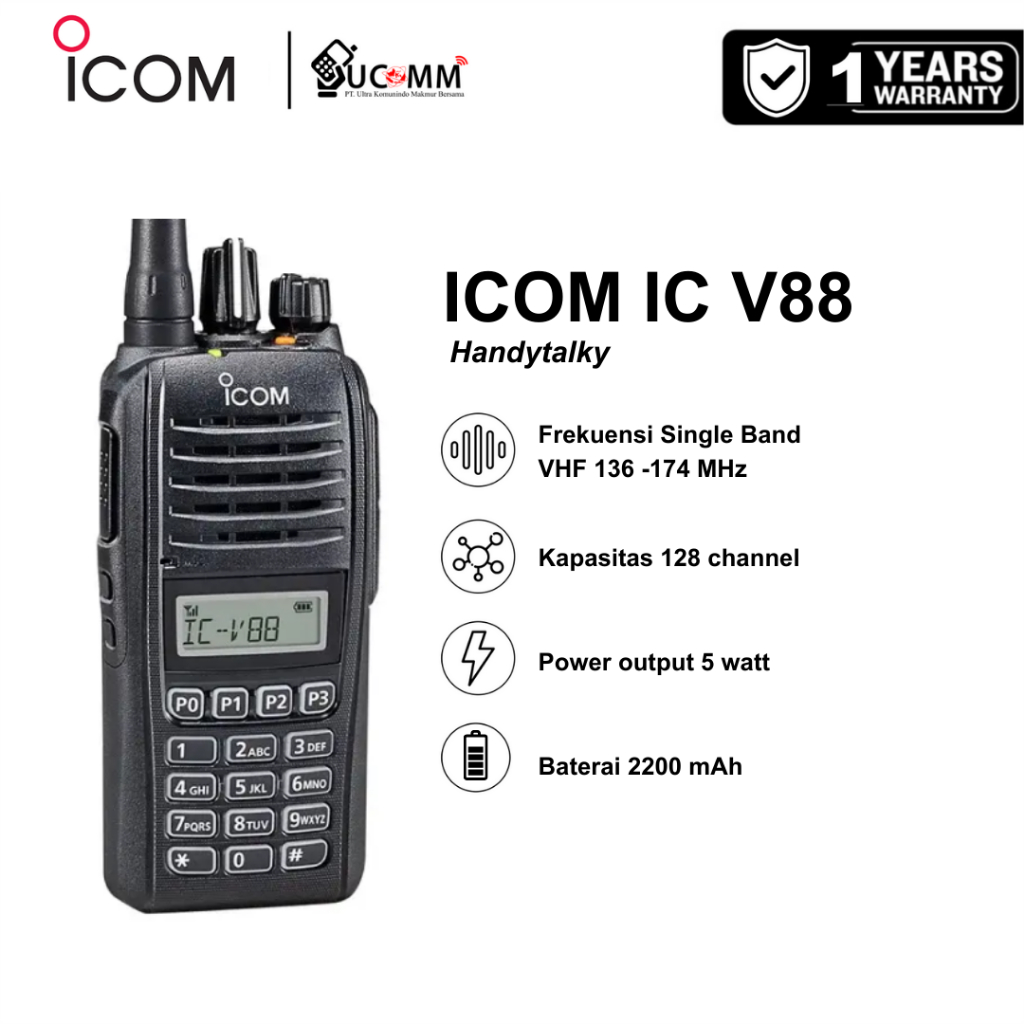 Jual Icom IC-V88 Single Band VHF Handy Talky Waterproof | Shopee Indonesia