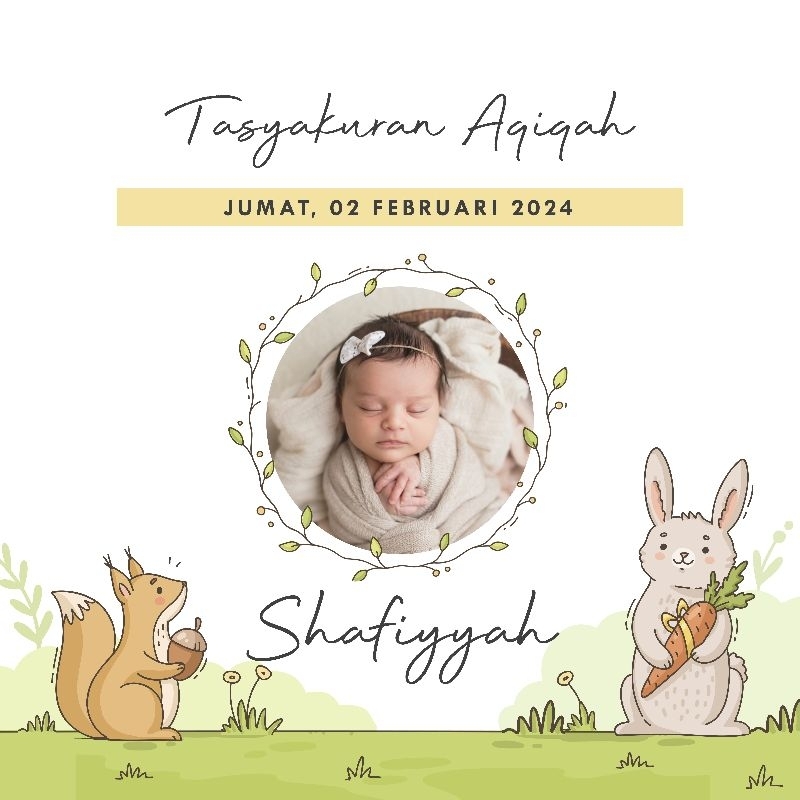 Jual Undangan Video Aqiqah AQ47 Tema Kelinci Tupai Bunny Rabbit Warna ...