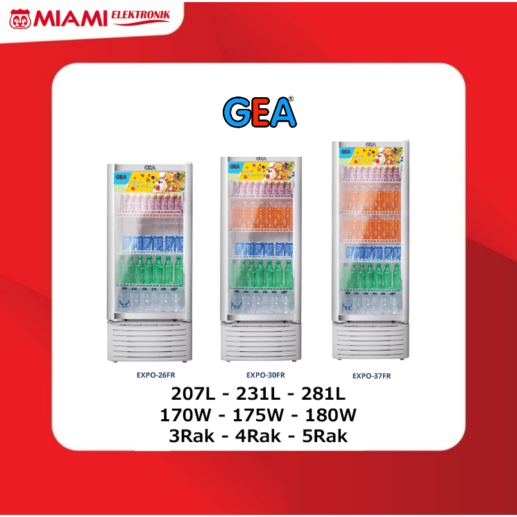 Jual GEA EXPO-26FR Showcase Display Cooler 207 Liter 170 Watt 3 Rak ...
