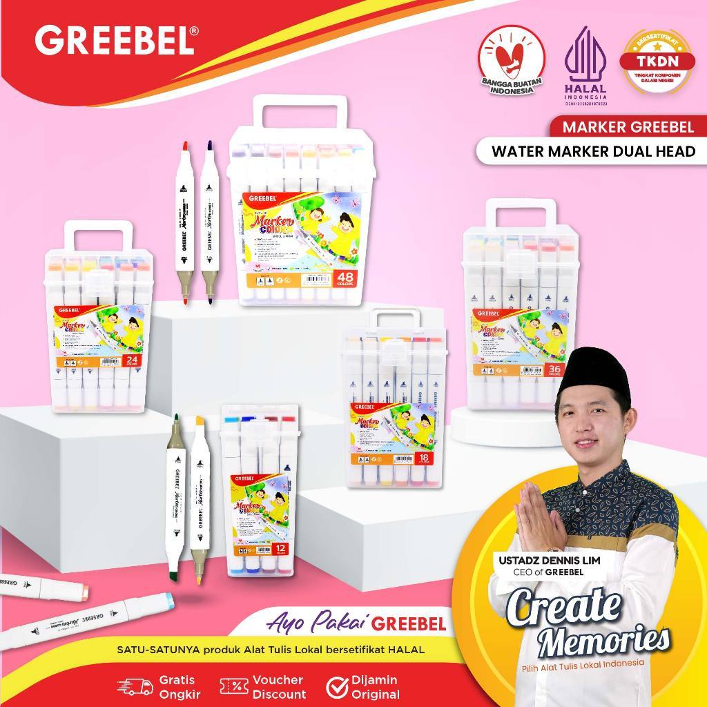 Jual GREEBEL Water Marker Dual Head / Spidol Sketsa / Spidol Double Tip ...
