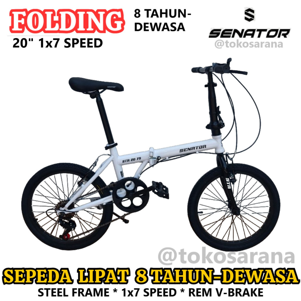 Jual Sepeda Lipat Senator STR20-7SP 1x7-VB 20 Inch Hi-Ten Steel 1 x 7 ...