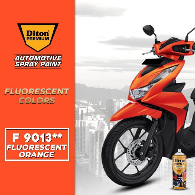 Jual Cat semprot DITON Premium FLUORESCENT Orange F 9013 400 cc ...