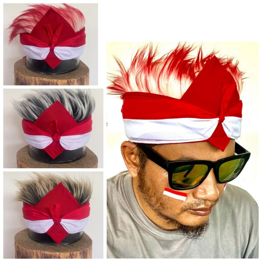 Jual Bendo Merah Putih Rambut Palsu | Udeng Rambut Palsu Merah Putih ...