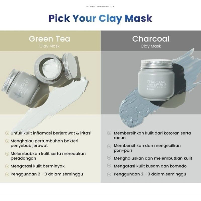 Jual clay mask ms glow promo chorcoal | Shopee Indonesia