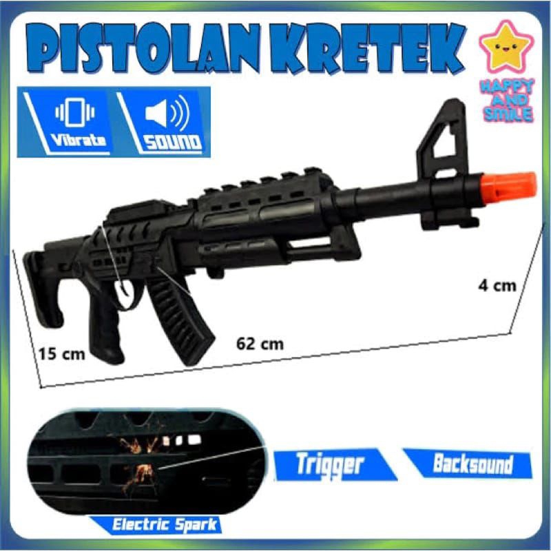 Jual (BISA COD) MAINAN ANAK TEMBAKAN SUARA KRETEK AK-47/ TEMBAKAN AK47 FULL BLACK | Shopee Indonesia