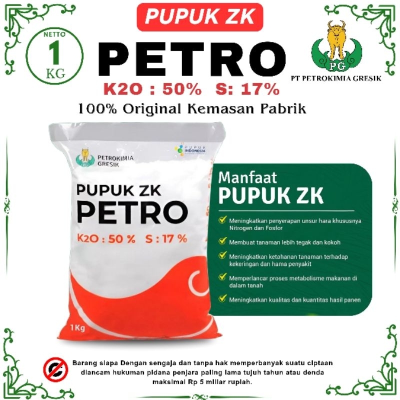 Jual PUPUK ZK PETRO ORIGINAL / PUPUK ORIGINAL PETRO / PUPUK PETROKIMIA ...