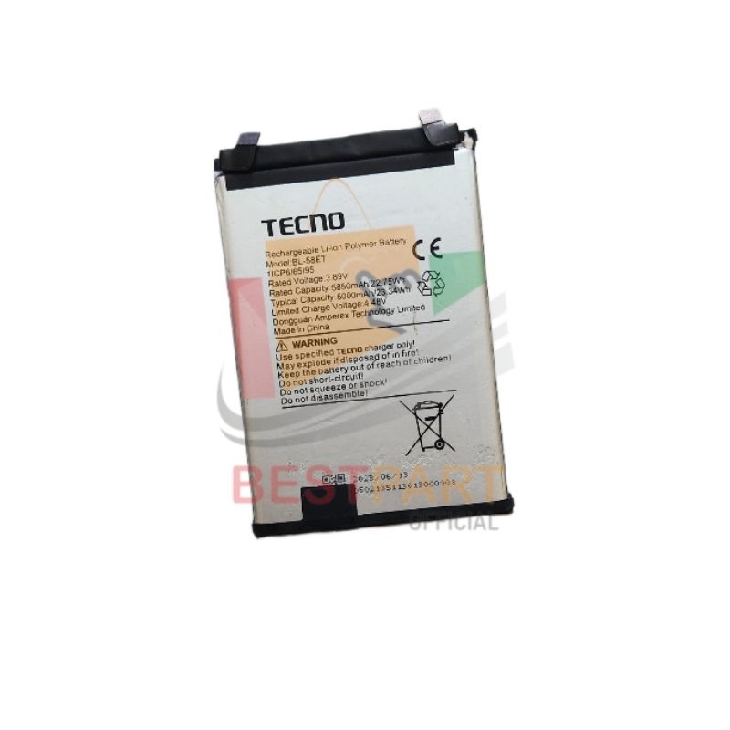 Jual BATRE BATERAI BATTERY TECNO POVA 5 LH7N BL-58ET ORIGINAL COPOTAN ...