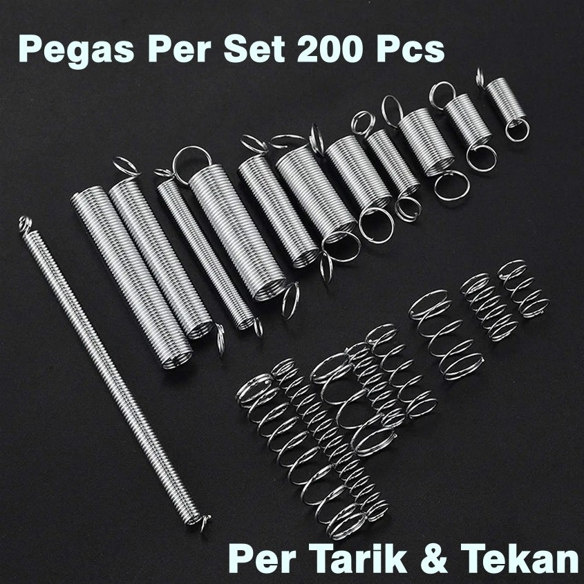 Jual Per Pegas Set 200Pcs Model Tekan Tarik bermacam Ukuran Panjang ...