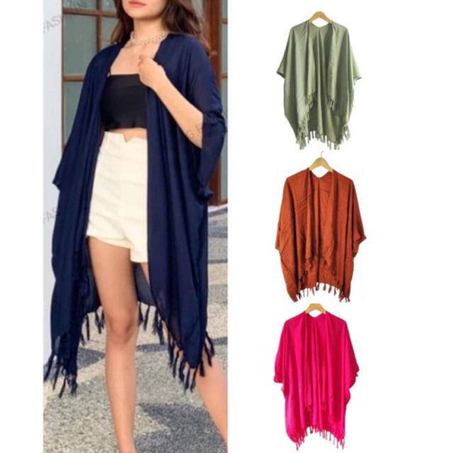 Jual Cardigan Pantai Auter Polos Bali Outer Rumbai Rayon Allsize ...