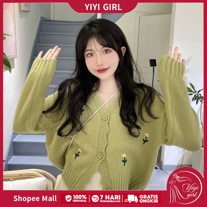 Jual YIYI GIRL Cardigan Rajut Korea Jaket Rajut Wanita Causal Style Sweater Cardigan Rajut ...
