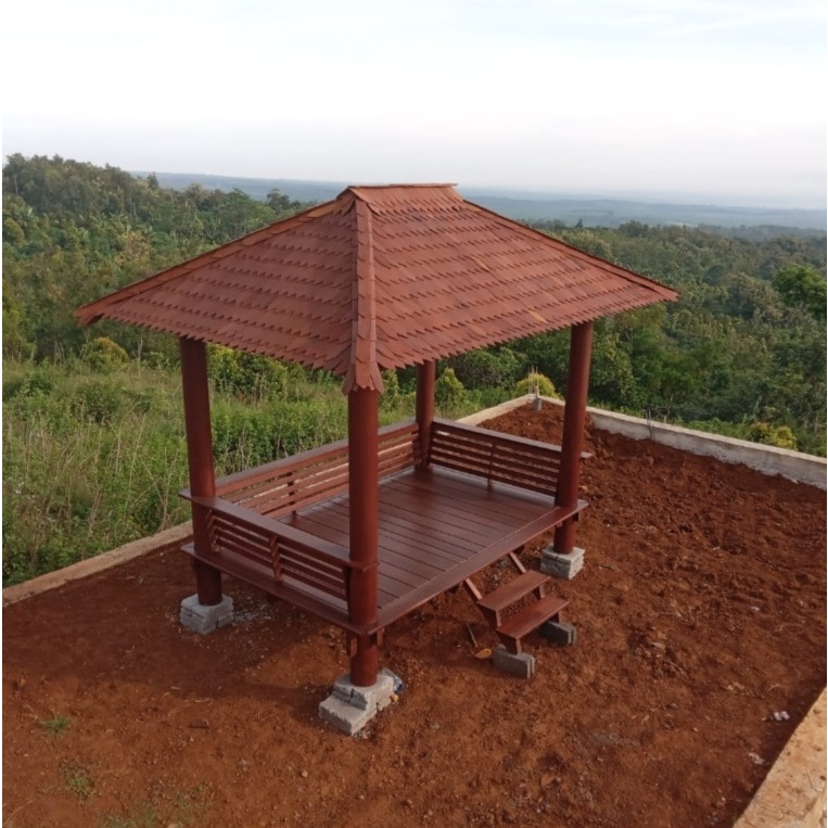 Jual Gazebo Taman Pegunungan Atap Sirap Kayu Ulin | Rumah Kayu Kelapa ...