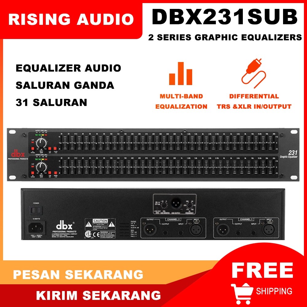 Jual RISING AUDIO DBX BMG 231 graphic equalizer dual channel 31 output suara subwoofer sinyal ...