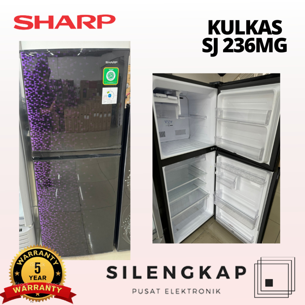 Jual PROMO DISPLAY Kulkas 2 Pintu Sharp 236 MG Glossy Door Low Watt No ...