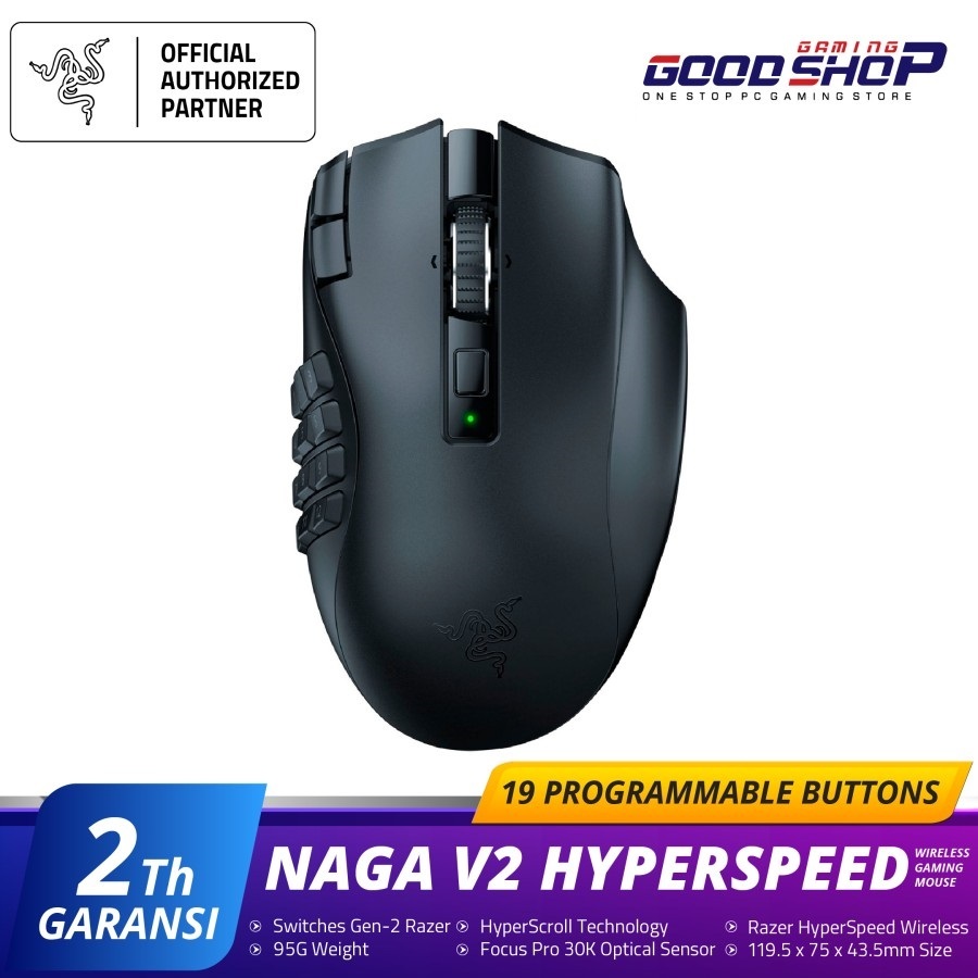 Jual Razer Naga V2 Hyperspeed - Black - Wireless MMO Gaming Mouse ...