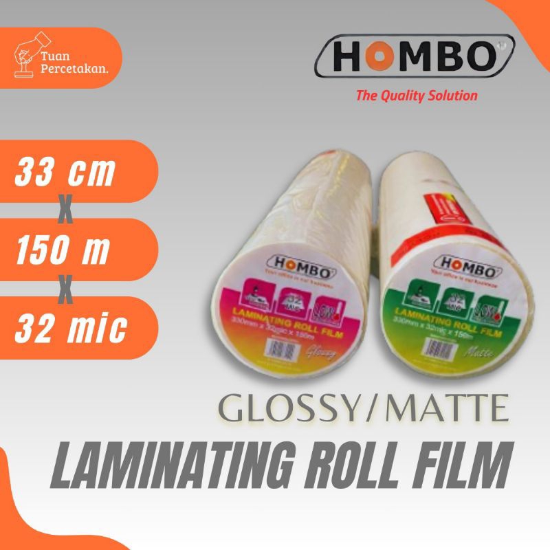 Jual Plastik Laminating Roll HOMBO 33cm x 150 m x 32 mic | Jenis Glossy ...