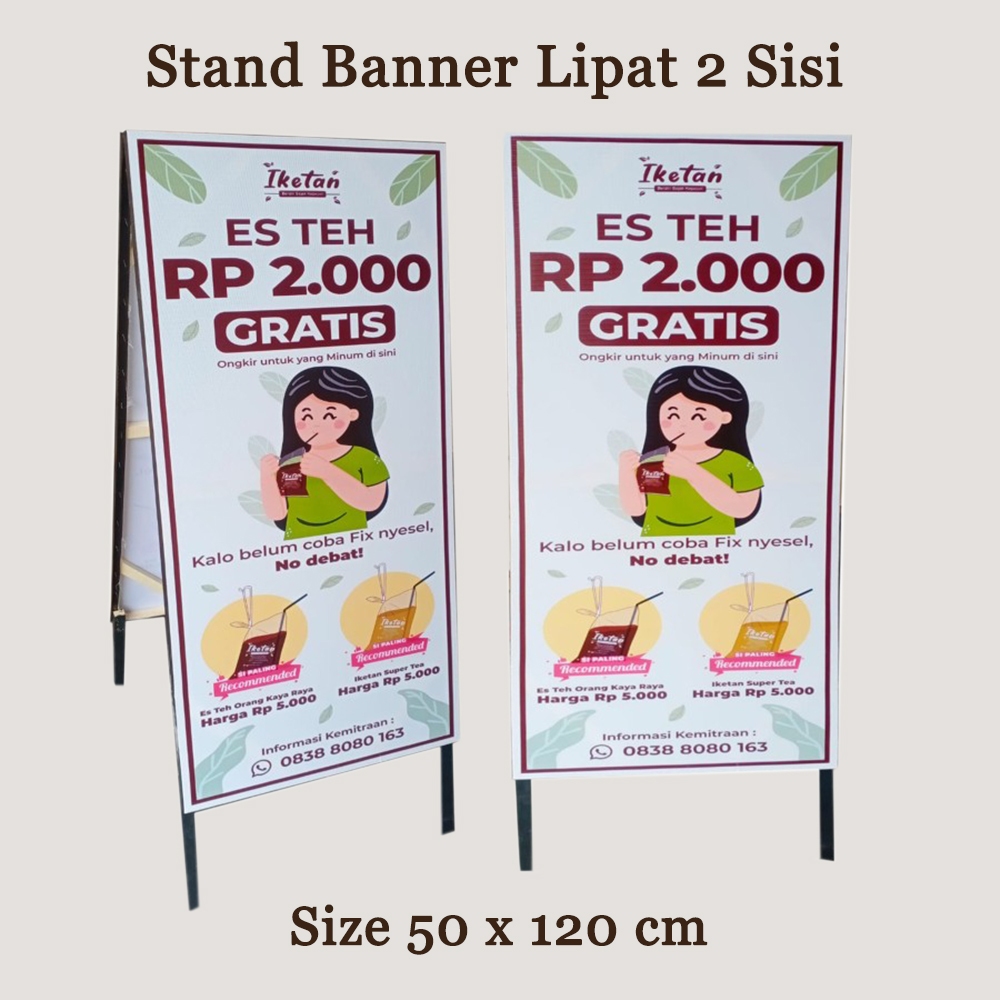 Jual Stand Banner Lipat 2 Sisi Standing Kayu Media Promosi 50x100 ...