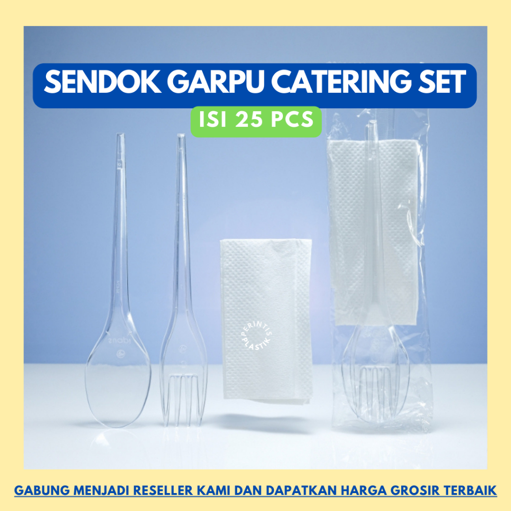 Jual Set Sendok, Garpu Plastik dan Tissue isi 25 pcs/Sendok Garpu ...