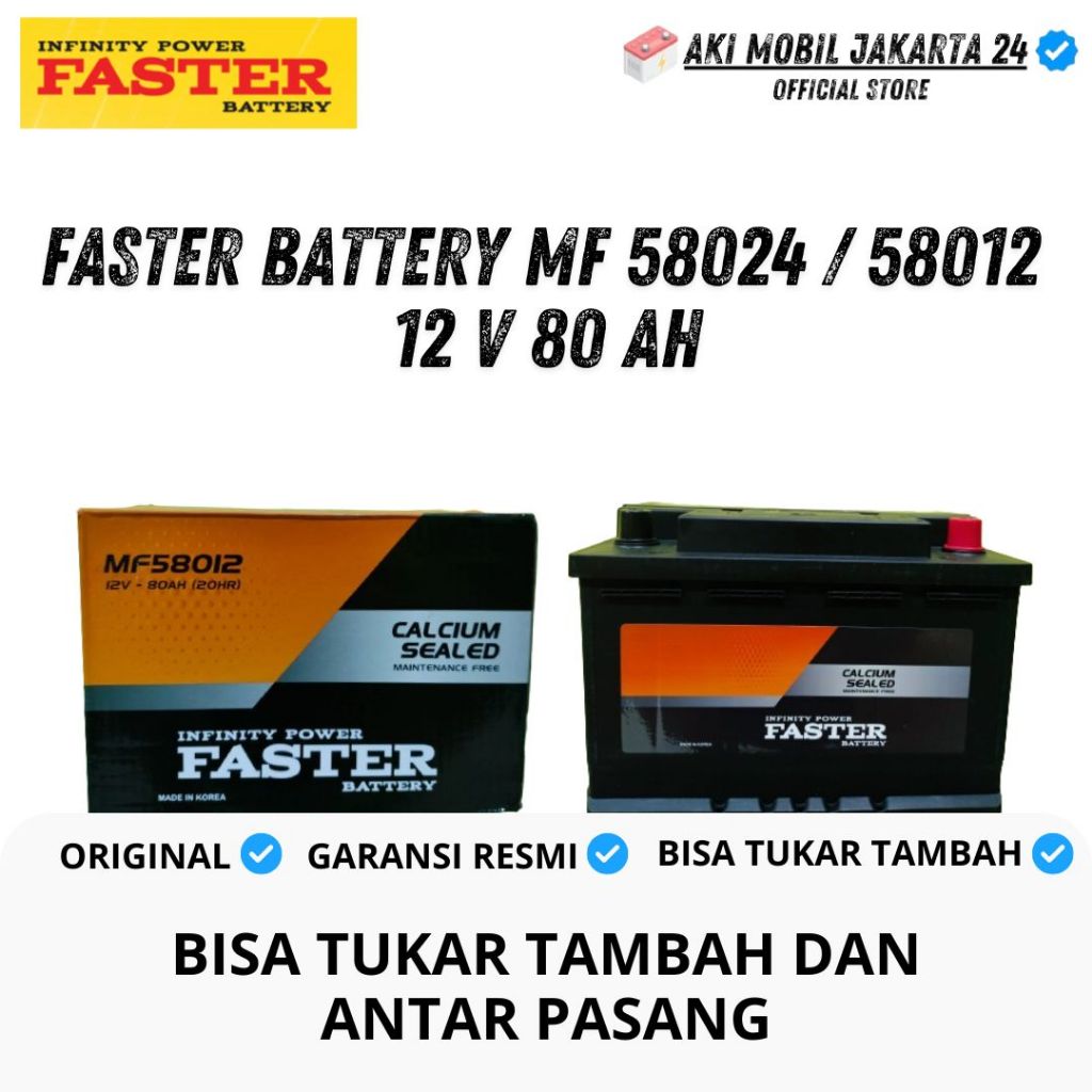 Jual Aki Mobil BMW E36, E46 58024 DIN 80 FASTER MF/Aki Kering 12 V 8O Ah | Shopee Indonesia
