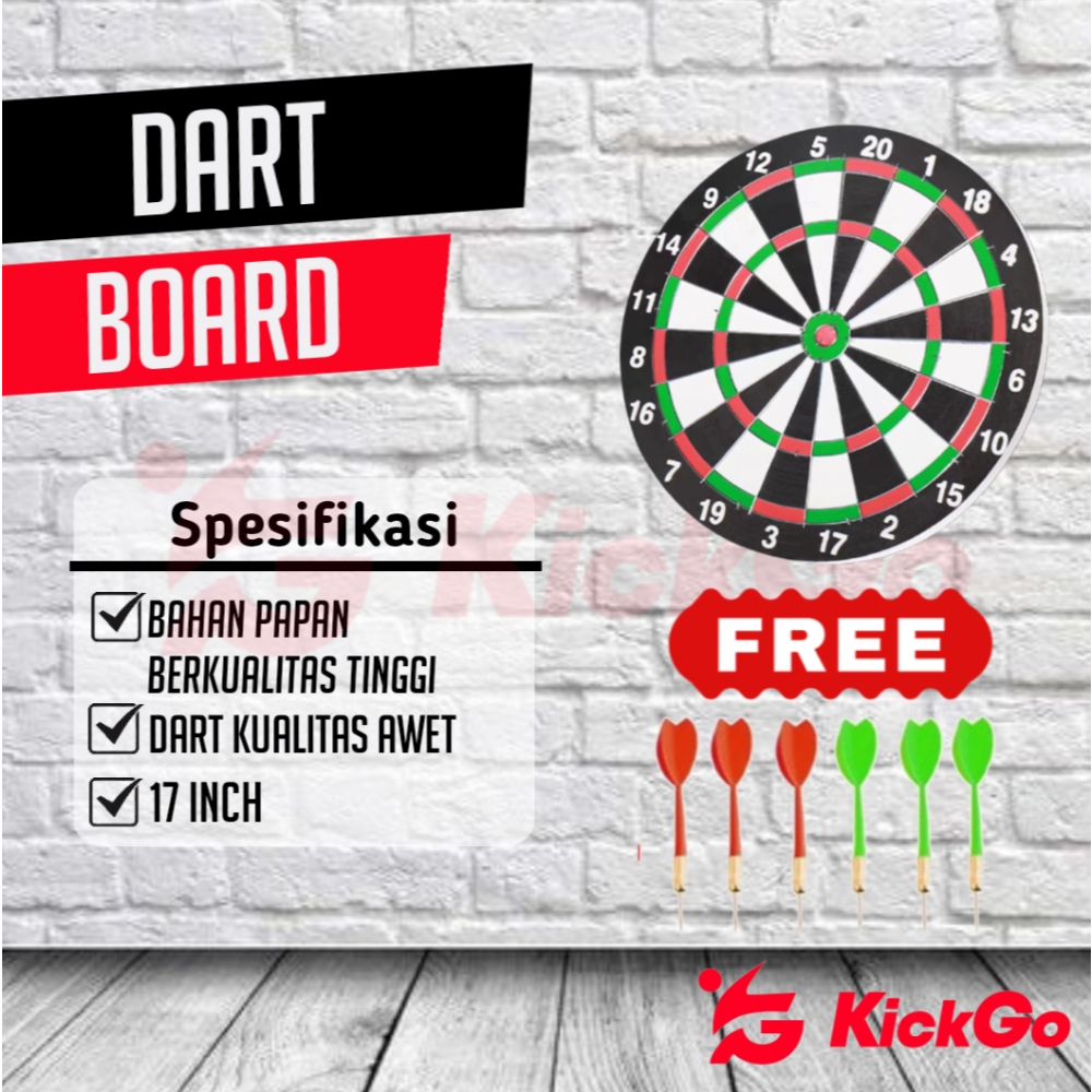 Jual KickGo Dart Game DartBoard Papan Dart 17inch Besar Panahan Dinding ...