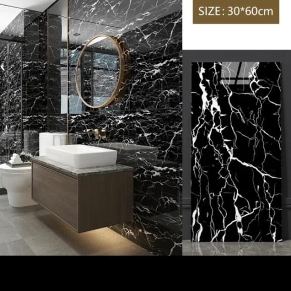 Jual WALLPAPER DINDING VYNIL MARBLE 30 x 60 cm WARNA HITAM C3012 ...