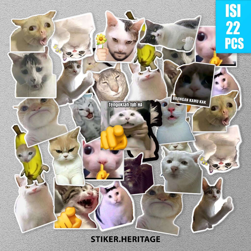 Jual Stiker Sticker MEME KUCING untuk laptop case tumbler stiker laptop ...