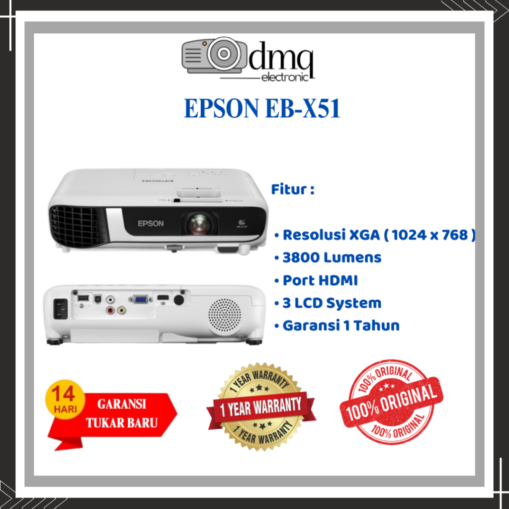 Jual Epson Eb x51 / Proyektor epson eb x51 3800 lumens XGA | Shopee ...