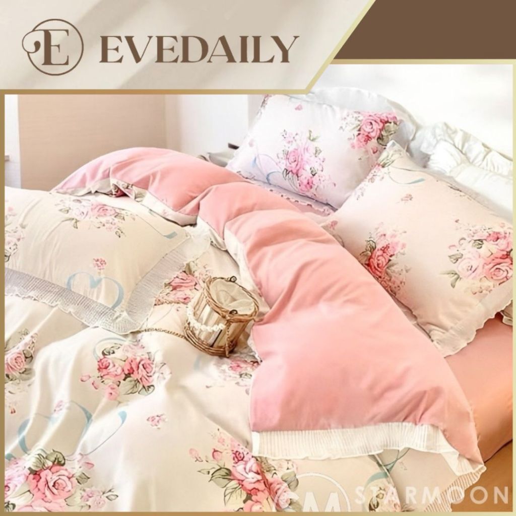 Jual Promo Bed Cover Full Set Sprei Motif Rose Love Mix Peach Puff ...
