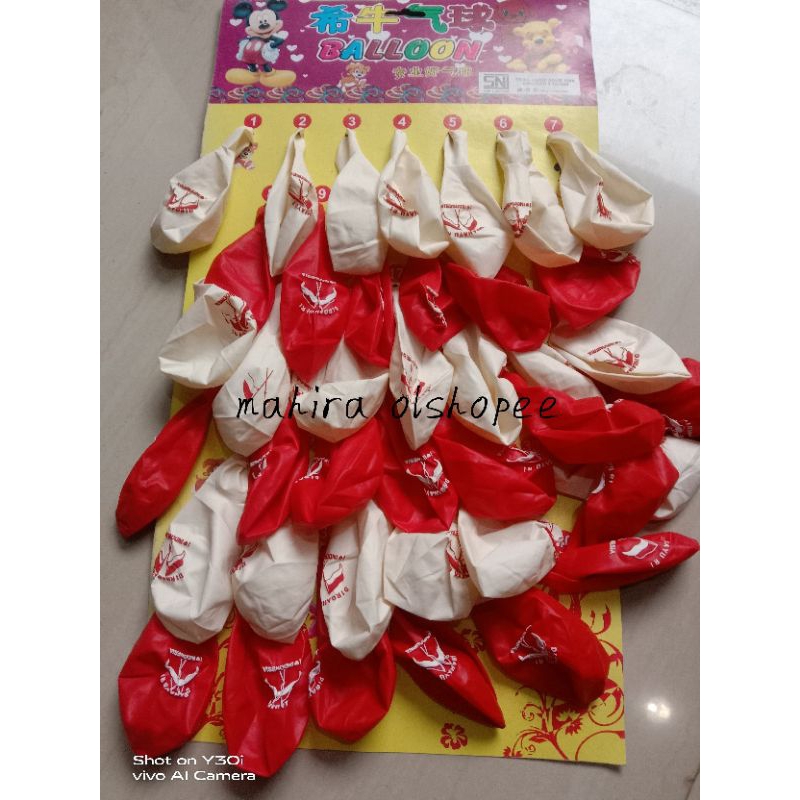 Jual motif LEMBARAN BALON MERAH PUTIH ISI 40PCS | Shopee Indonesia