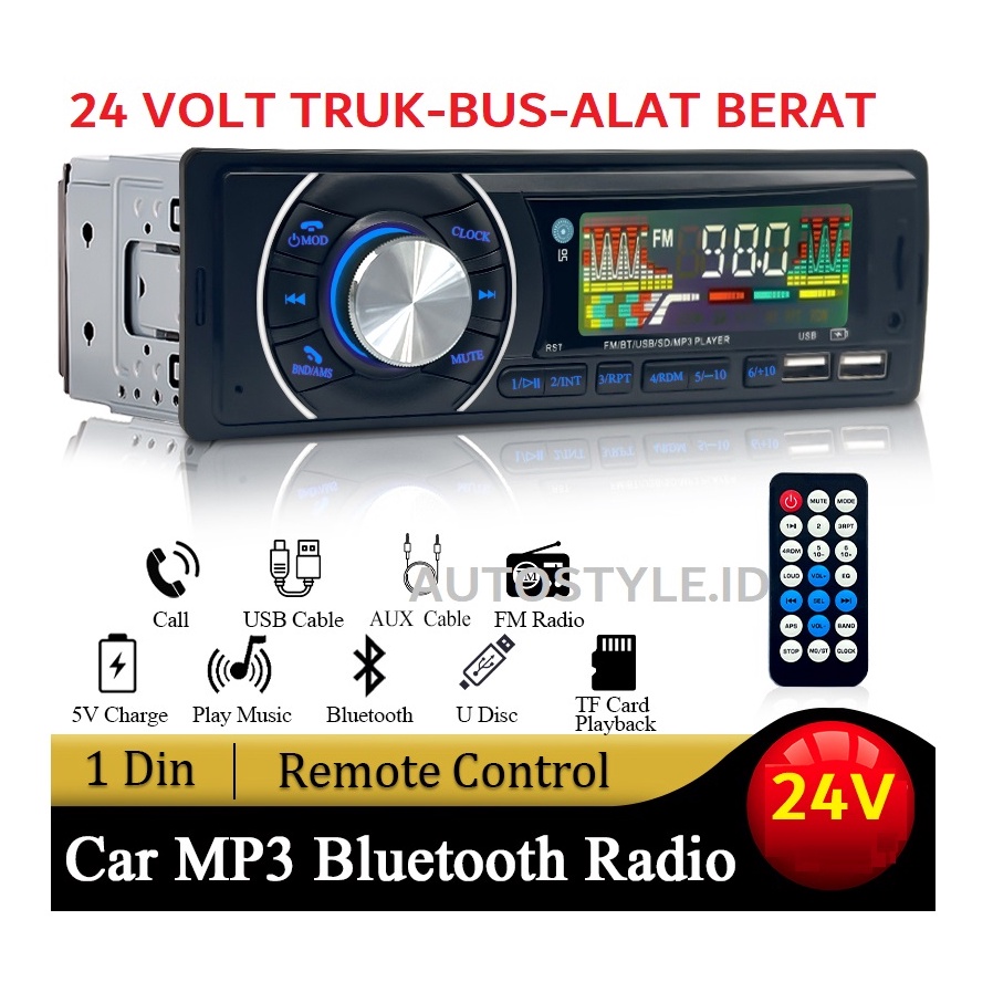 Jual Modern TAPE MOBIL TRUK BUS ALAT BERAT 24 VOLT BLUETOOTH USB FM ...