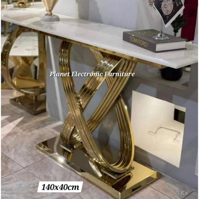 Jual Meja Konsul Granit 140cm kaki stainless Gold meja serba guna Meja ...