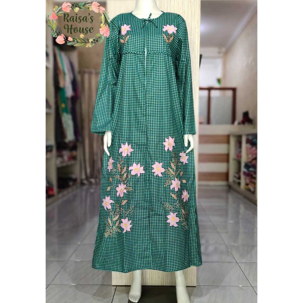 Jual DASTER LONGDRESS BORDIR KHAS MALANG - LENGAN PANJANG | HIJAU ...