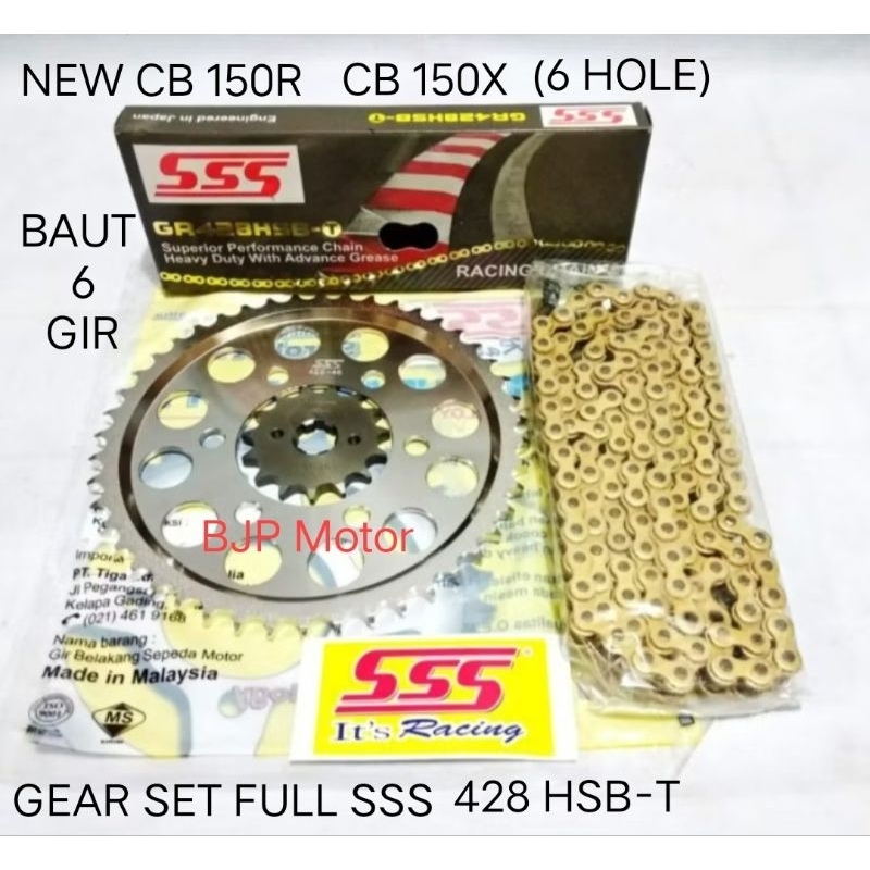 Jual Gear Set SSS 428 New Honda CB150R K45 CB150X rantai SSS 428 HSB-T ...