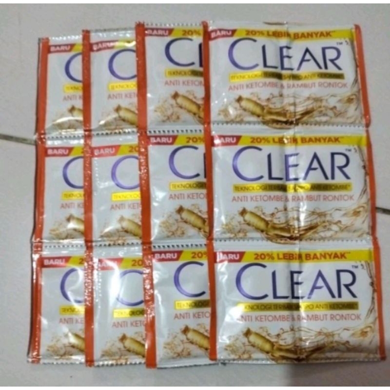 Jual Clear Sampo Saset 12 x 9 ml Anti ketombe Untuk Rambut Rontok ...