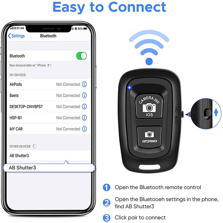Jual Remot Bluetooth Shutter Kamera HP Tripod Android IOS Remote ...